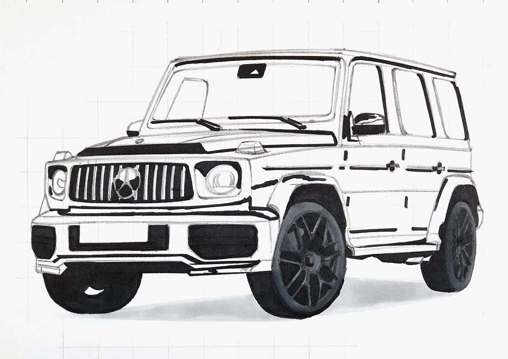 How to Draw a G Wagon - Mercedes AMG G63 Step-by-Step Tutorial